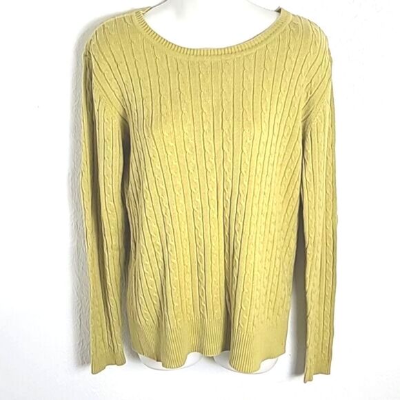 Laura Scott | Sweaters | Laura Scott Pullover Cable Knitsweater Gold ...